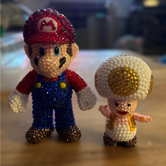 Toys | Blinged Out Sper Mario And Ala Gold Toad Action Figures | Poshmark